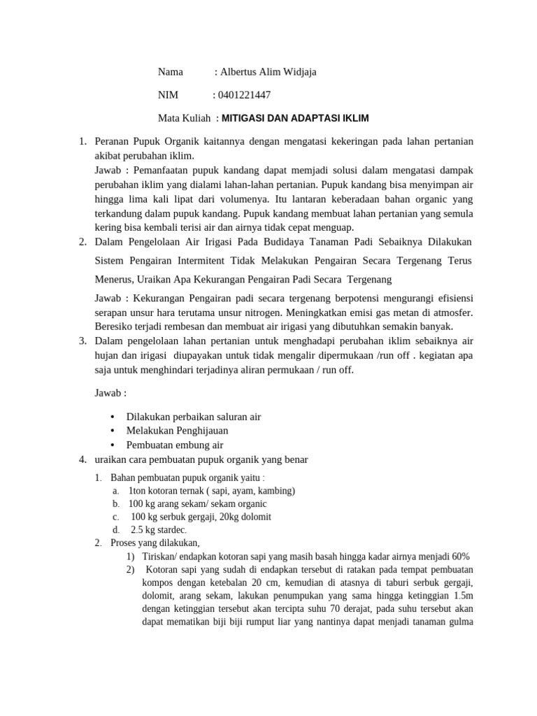 Tugas Mitigasi Dan Adaptasi Iklim | PDF | Sains & Matematika