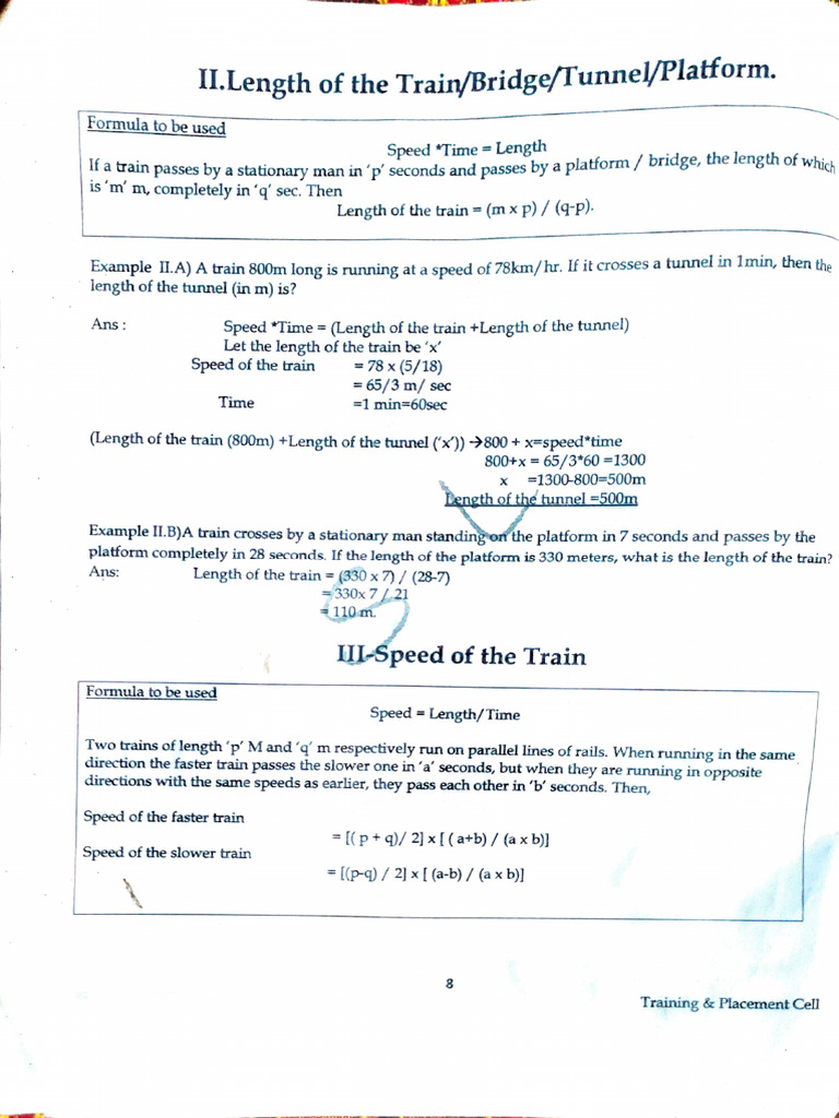 Train Length Calculation Formulas | PDF | Science & Mathematics
