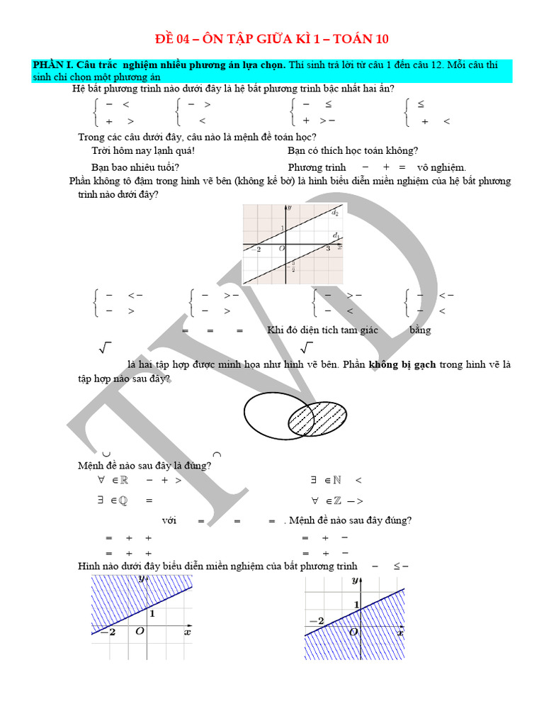 De 04 On Tap Giua Ki 1 Toan 10 | PDF