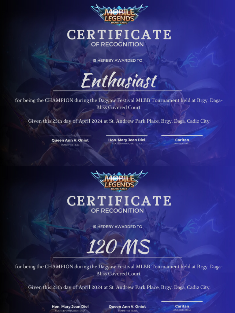 Black Simple Game Competition Certificate | PDF