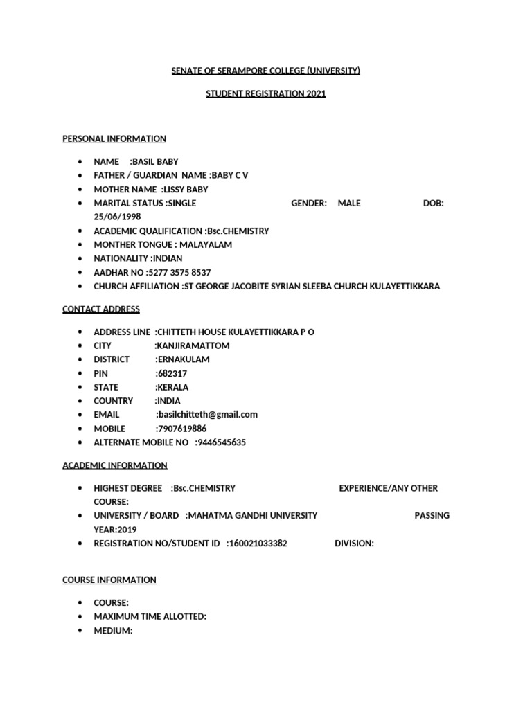 Senate of Serampore College 2021 | PDF