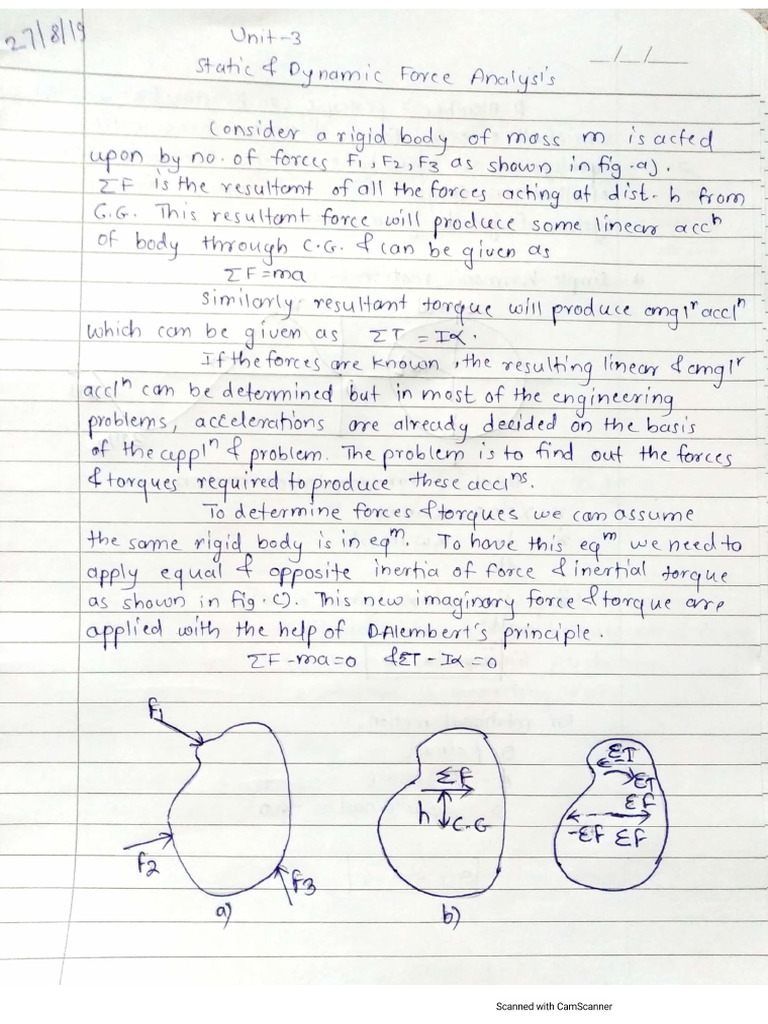 Notes Static And Dynamic Force Analysis Pdf