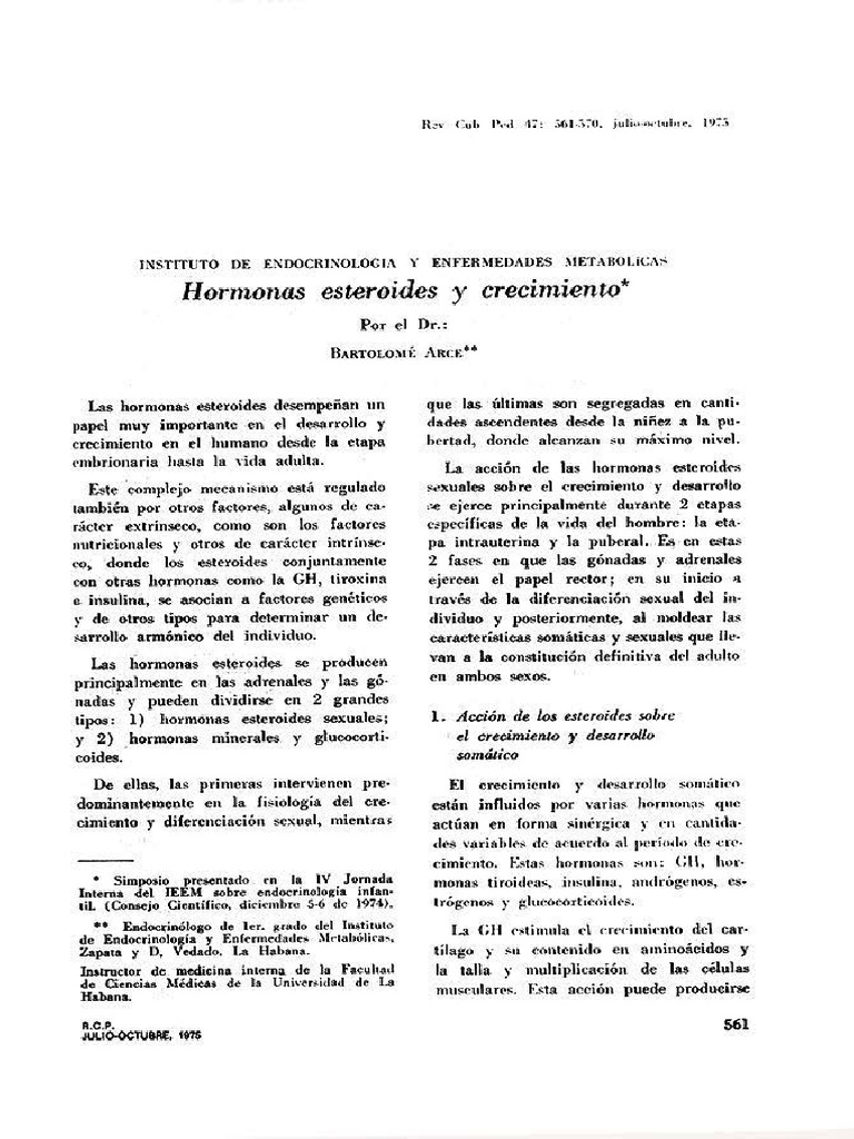 Hormona Esteroide y Crecimiento | PDF