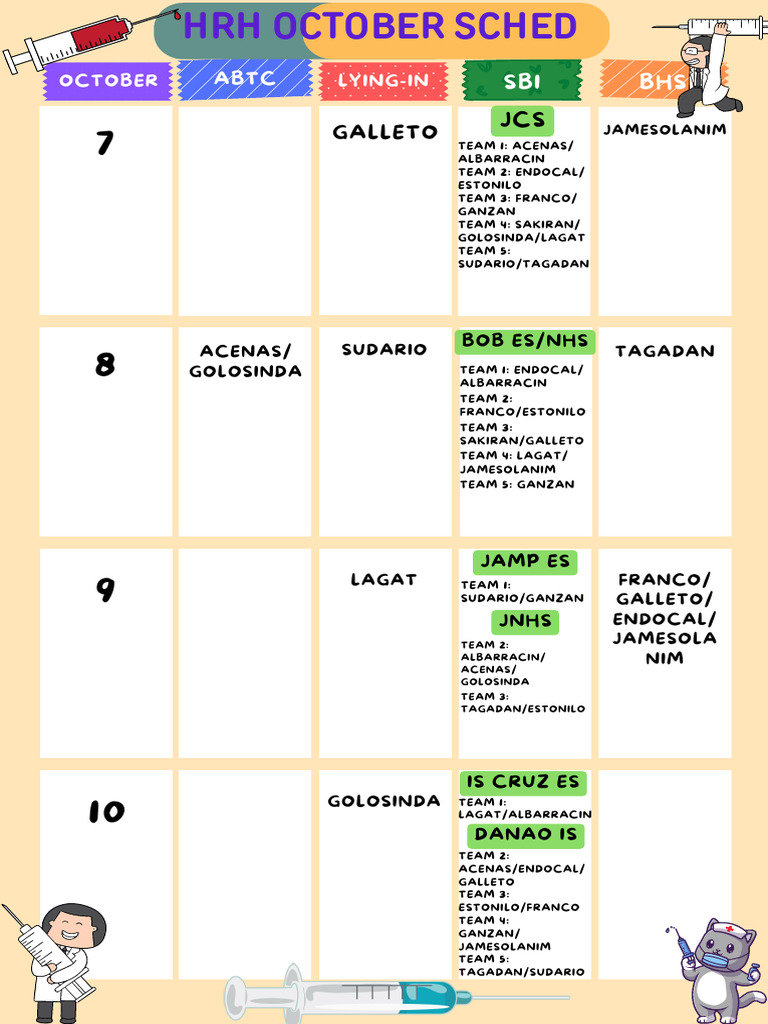 Hrh-October-Sched 20241008 155140 0000 | PDF