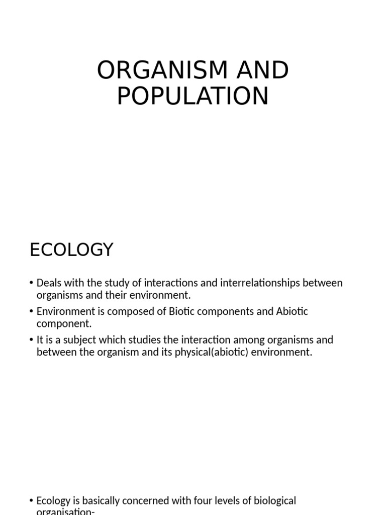 Organism and Population - 073715 | PDF | Ecology | Natural Environment