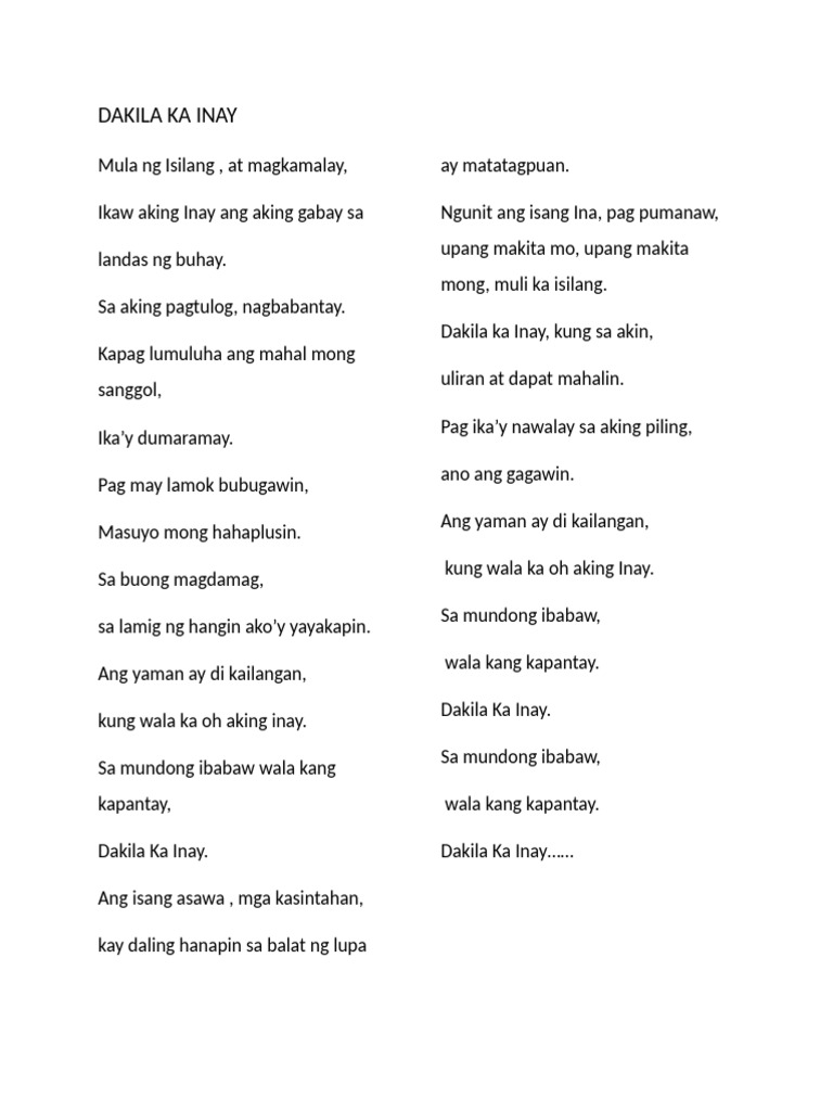 Dakila Ka Inay | PDF