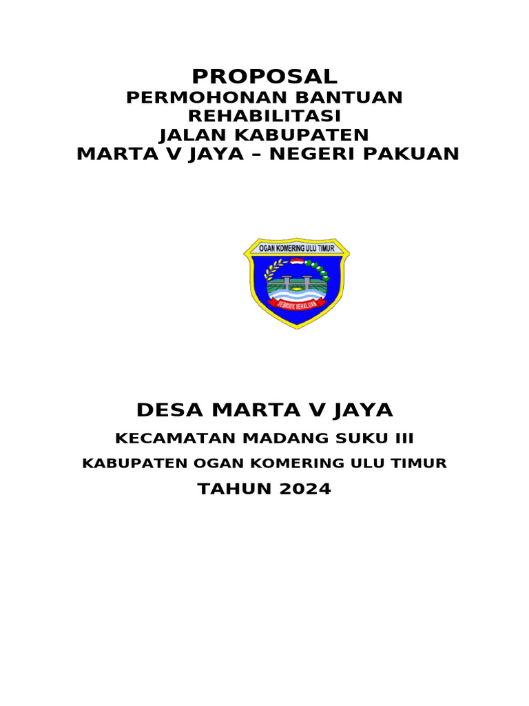 Proposal Rehabilitasi Jalan Dan Normalisasi Embung Kab, 2024 | PDF | Politik