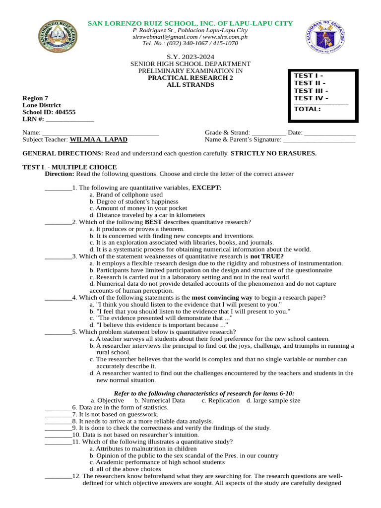 PR 2 - PRELIM | PDF | Quantitative Research | Statistics