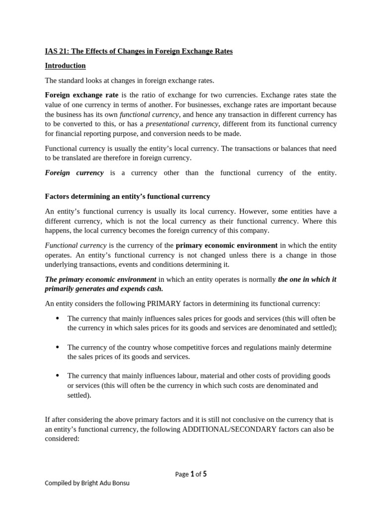 IAS 21-Foreign currency transactions | PDF | Currency | Exchange Rate