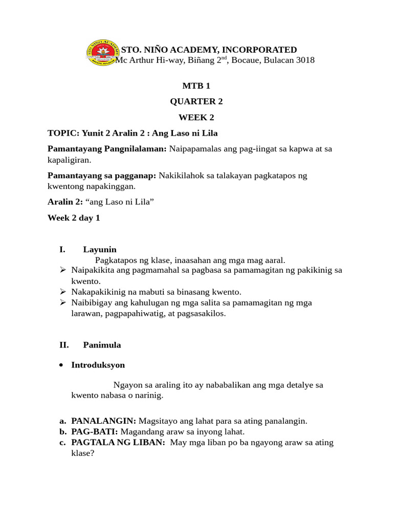 MTB 1 Week 2 Day 2 | PDF