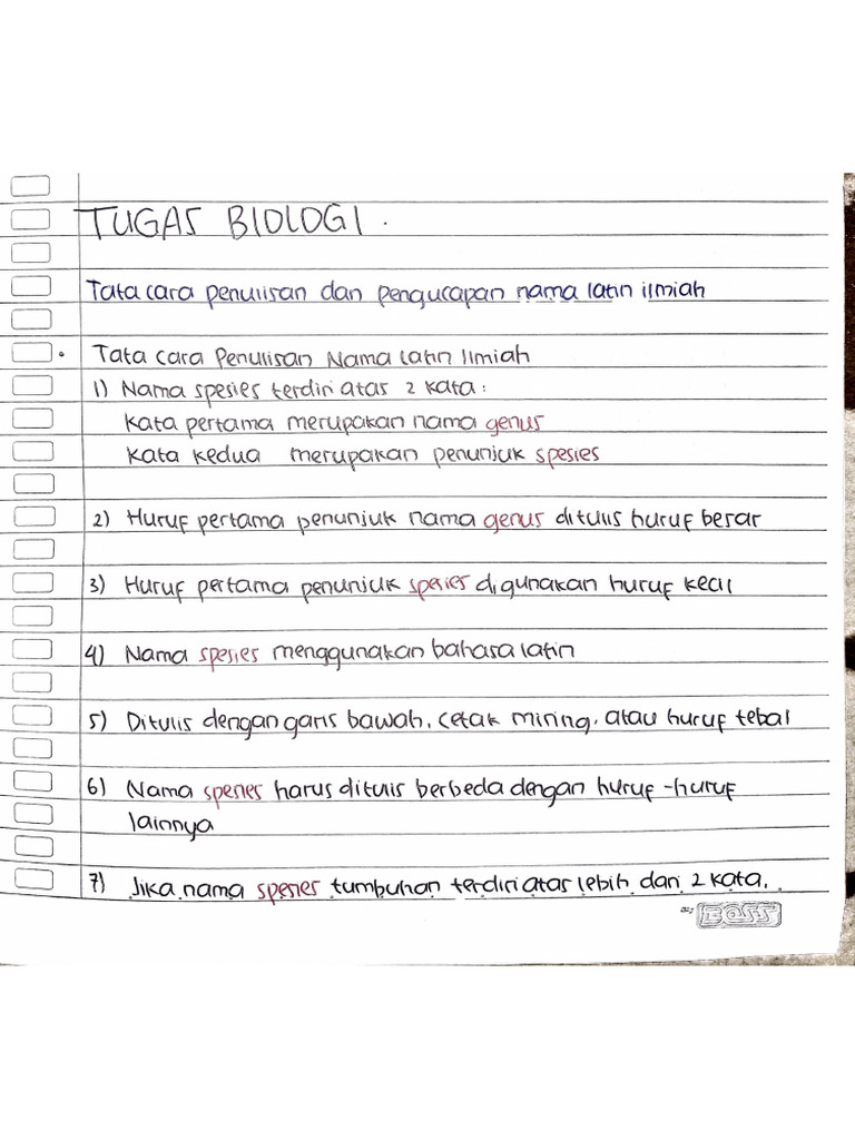 Tugas Tata Cara Penulisan Dan Pengucapan Nama Latin Ilmiah | PDF