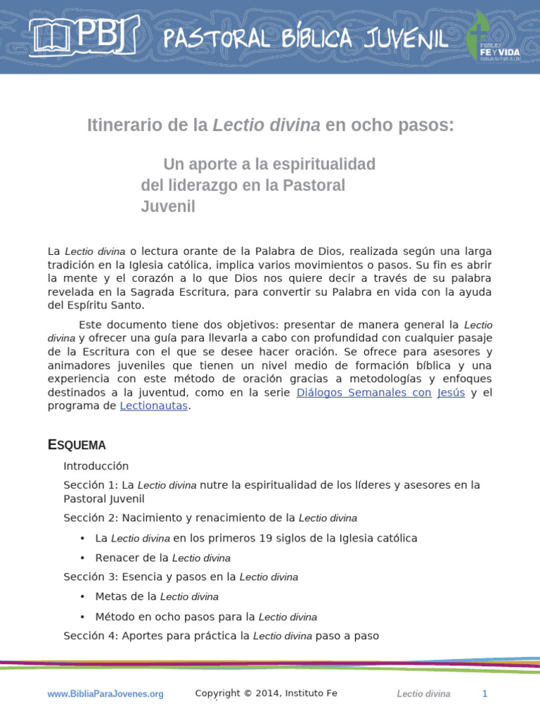 Itinerario de Lectio Divina | PDF | Lectio Divina | Oración