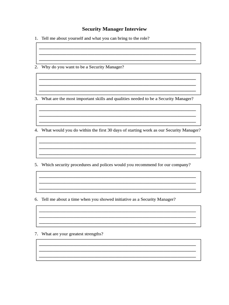 Security Manager Interview Questions | PDF