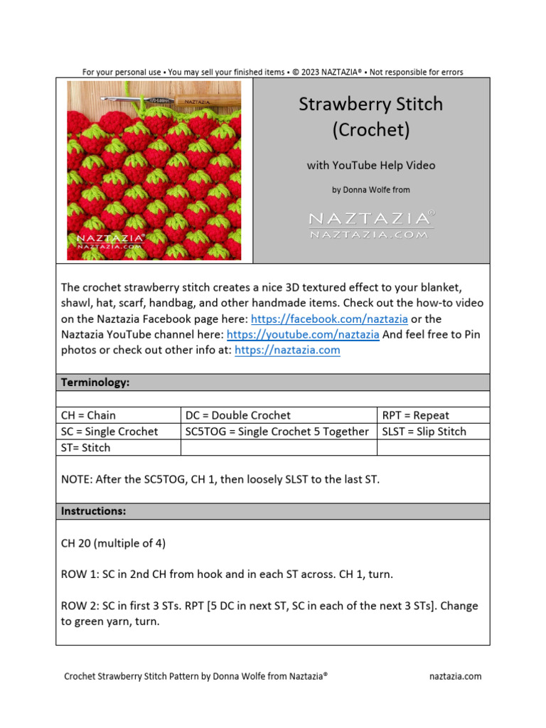 crochet-strawberry-stitch-pattern | PDF