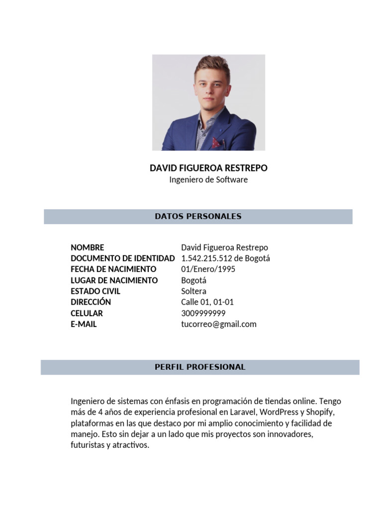 Formato de Hoja de Vida para Llenar | PDF | Crecimiento personal y ...