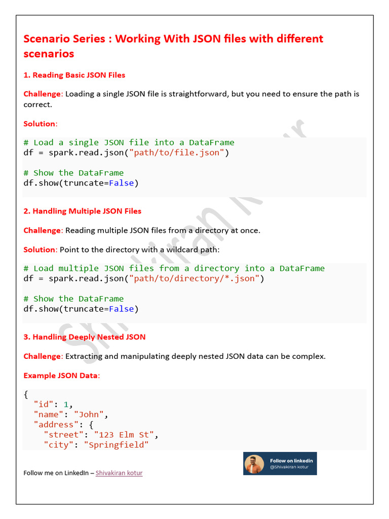 Scenario Series 19 Handling Json In Pyspark Pdf Apache Spark Databases 7895