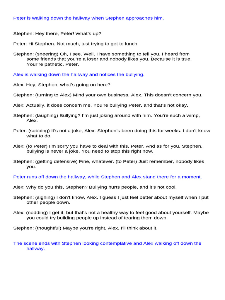 Script About Bullying | PDF | Art