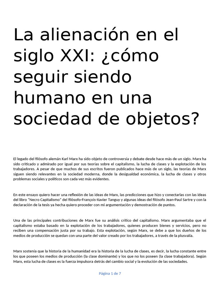 La Alienación en El Siglo XXI | PDF | Karl Marx | Capitalismo