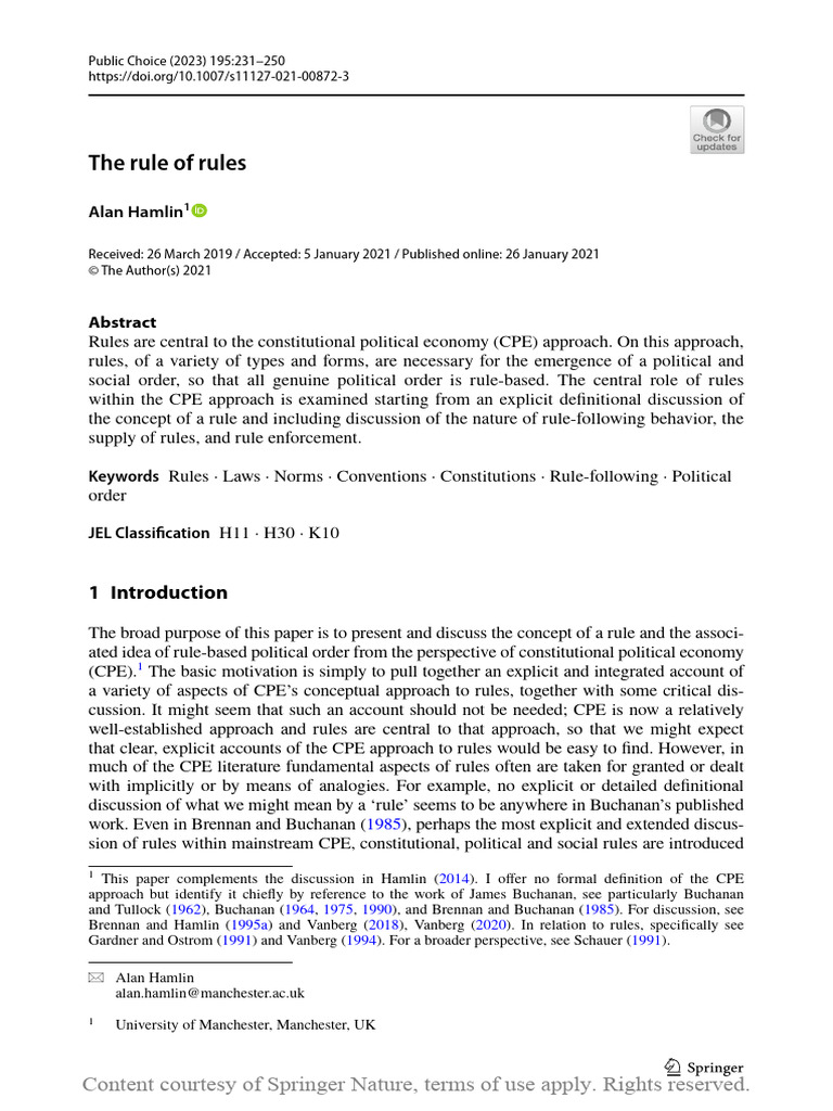 The_rule_of_rules | PDF | Public Choice | Rule Of Law