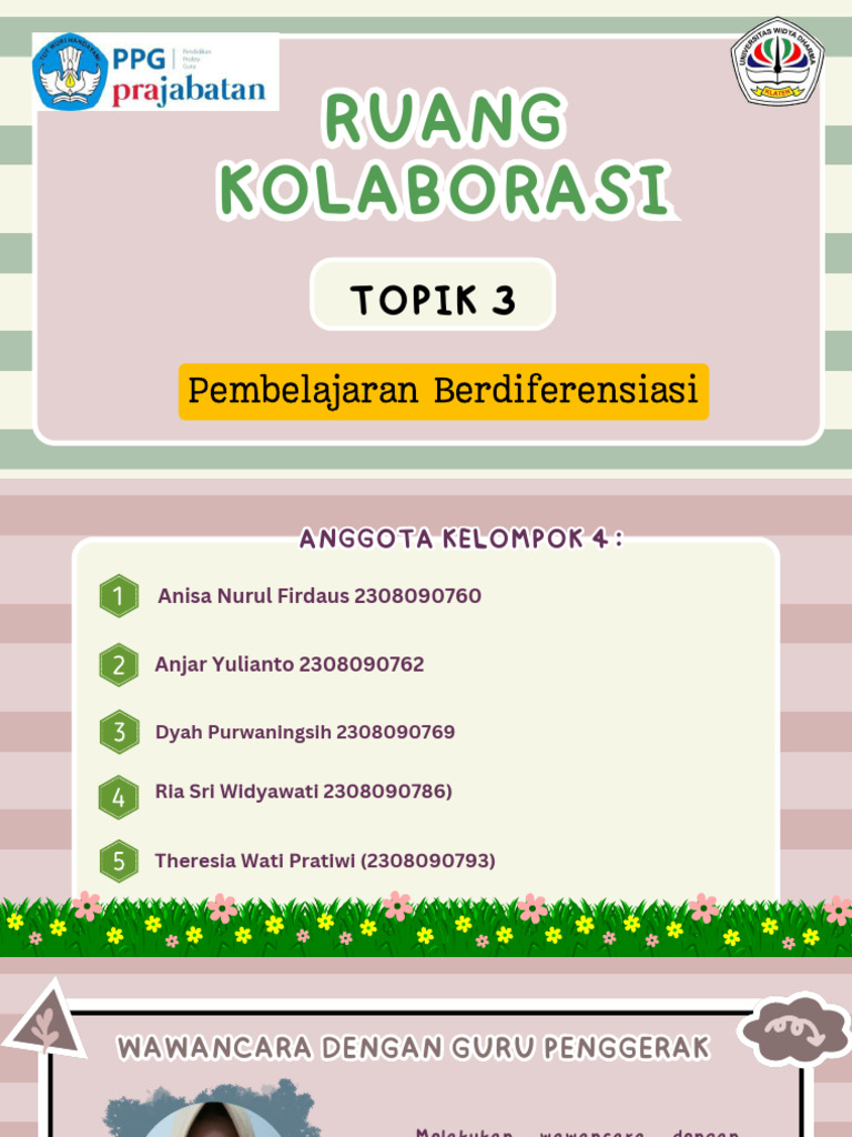 Topik 3 Ruang Kolaborasi - Kelompok 4 - Pembelajaran Berdiferensiasi | PDF