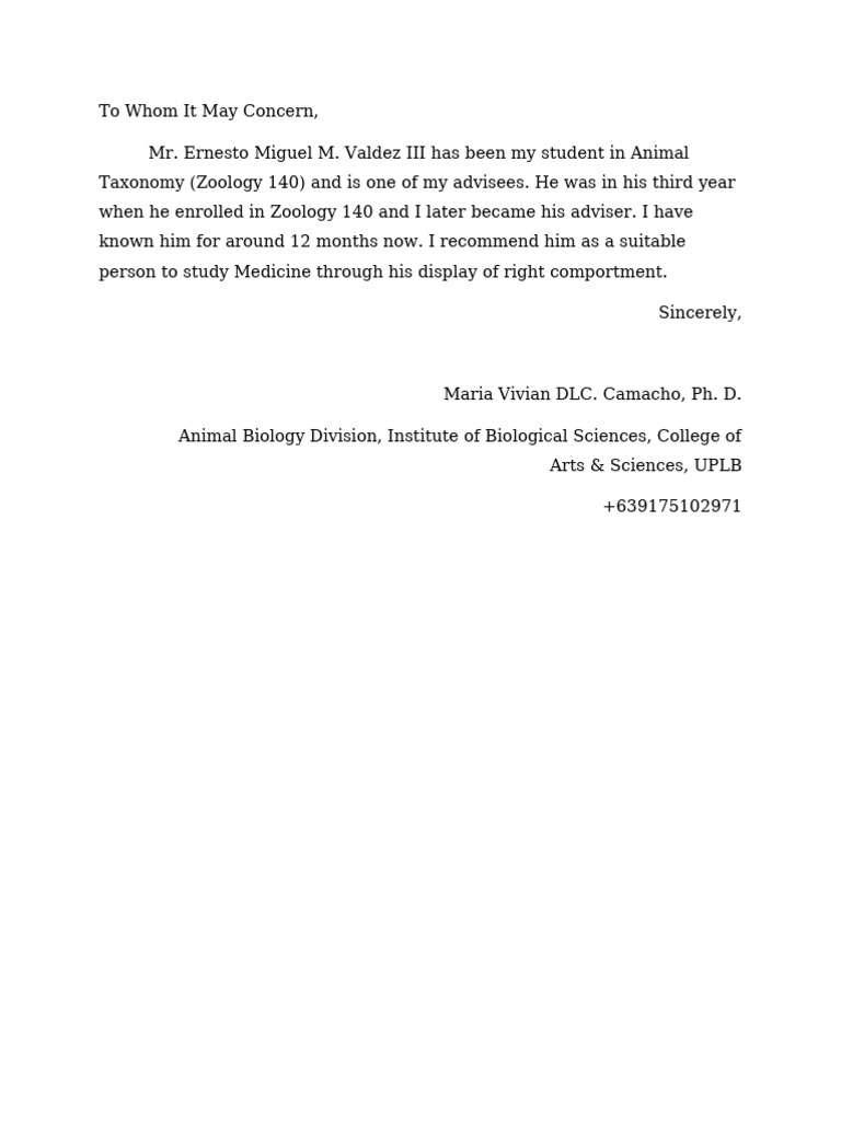 Recommendation Letter 2 | PDF