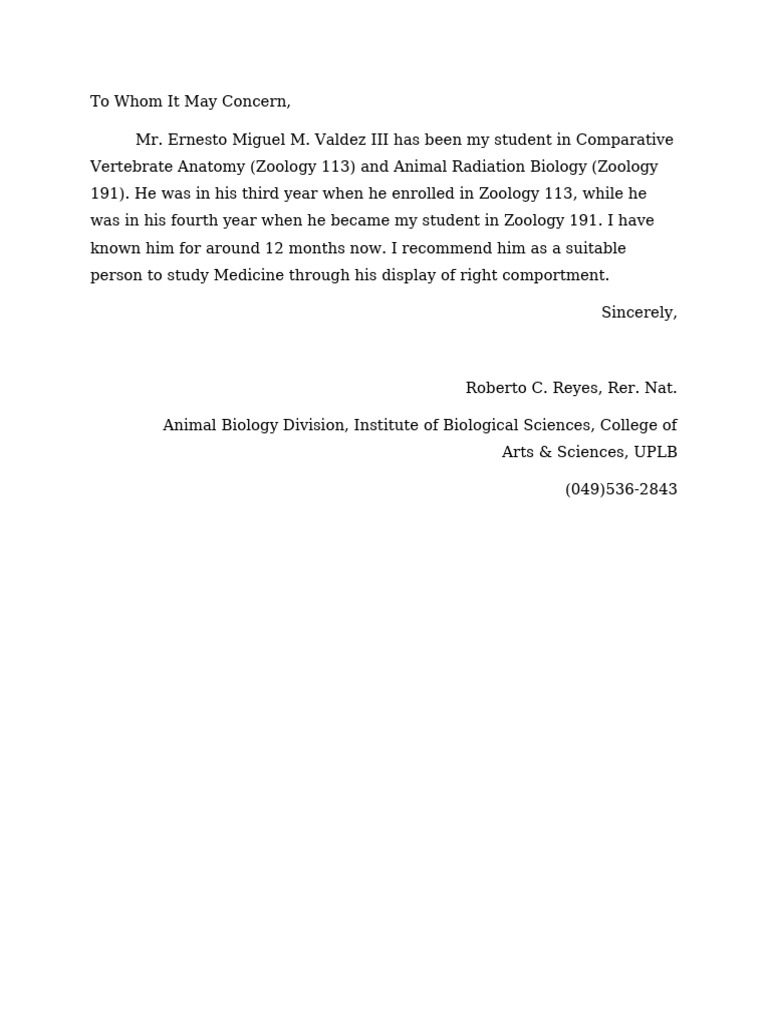 Recommendation Letter 1 | PDF | Self-Improvement | Science & Mathematics