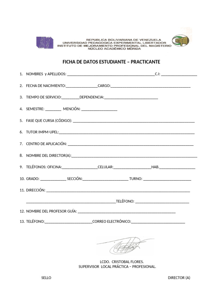 Datos y Funciones del Practicante UPEL | PDF | Maestros | Enseñando