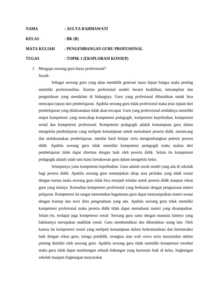 Tugas Eksplorasi Konsep Topik 1 | PDF