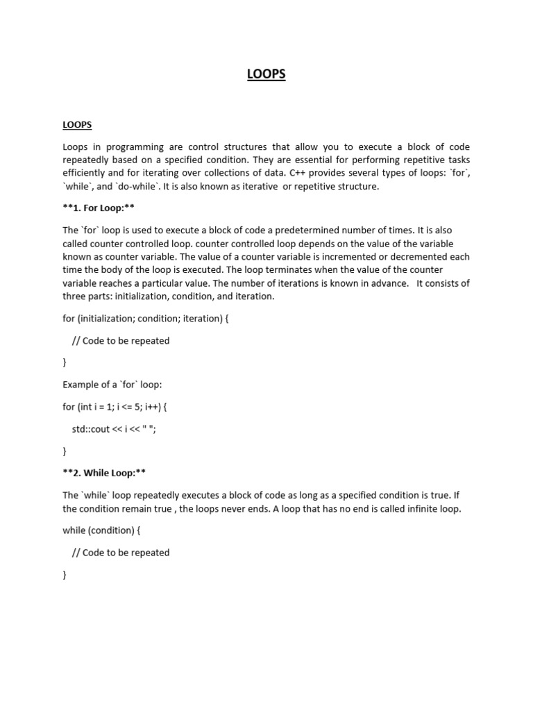 4. Loops | PDF | Control Flow | Software Engineering 4. Loops | PDF | Control Flow | Software Engineering