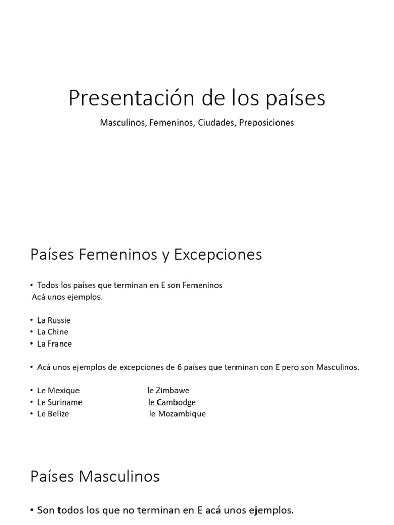 Presentacio de Frances Paises y Preposiciones | PDF