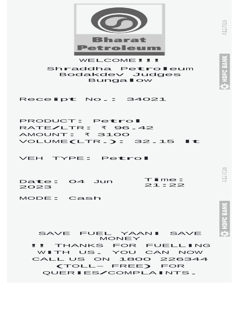 Fuel Bill Template 5 | PDF