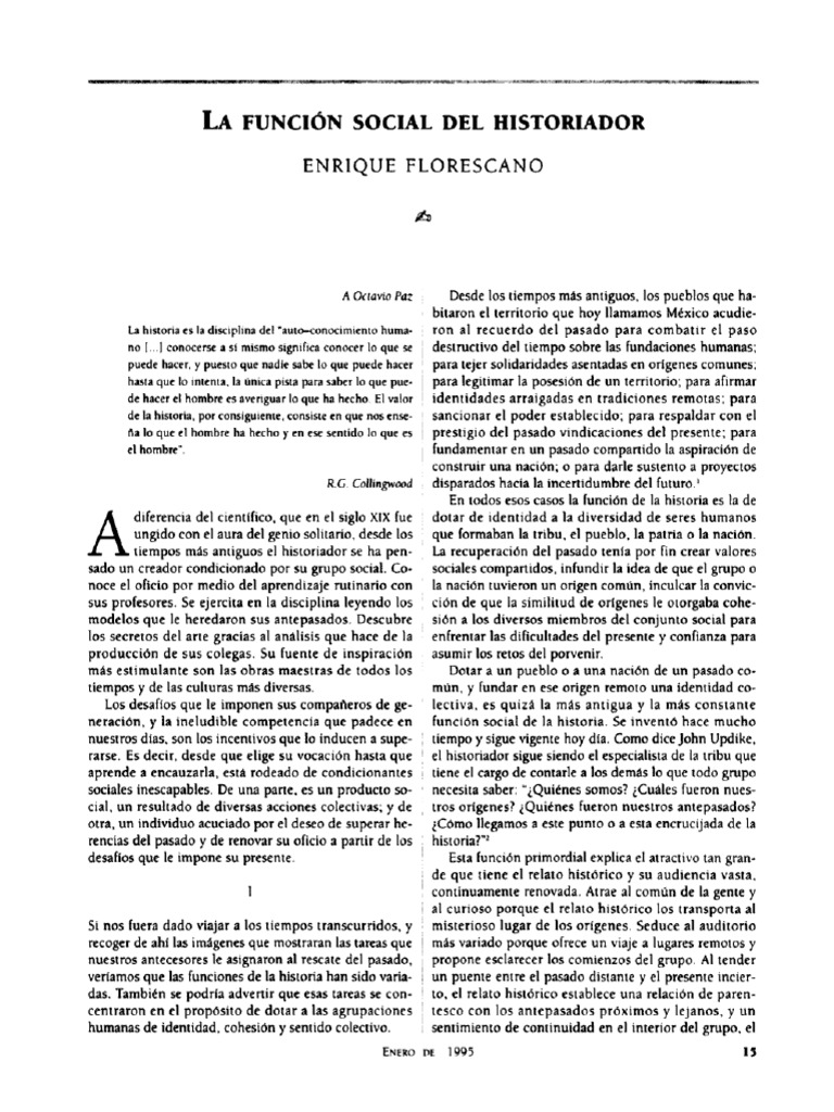 La Funciã N Social Del Historiador | PDF
