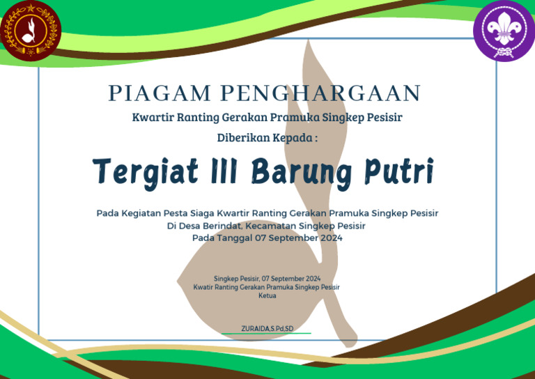 Putih Biru Sertifikat Piagam Penghargaan - 20240907 - 131629 - 0000 | PDF
