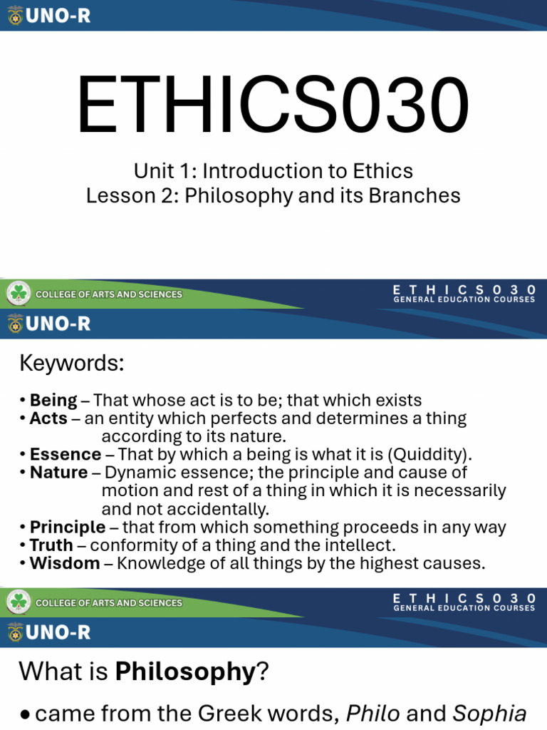 Unit 1 Lesson 2.1 Philosophy and Its Branches | PDF | Reason | Beauty