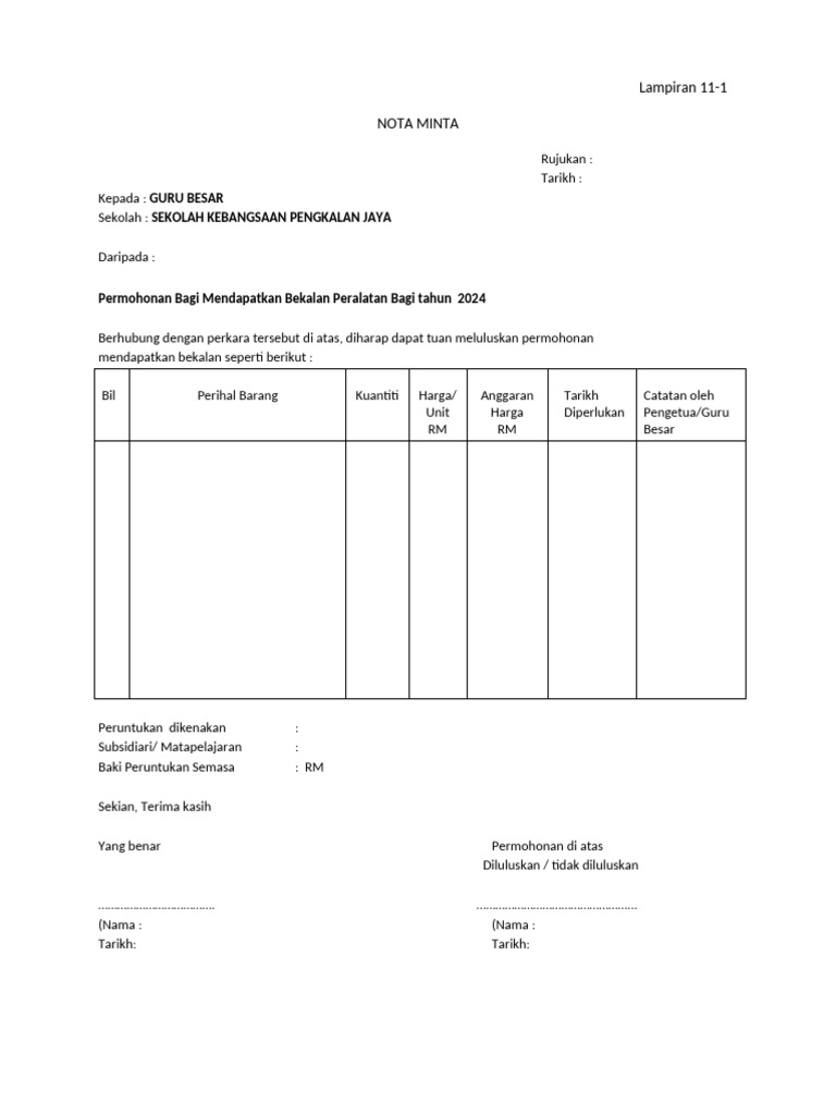 Nota Minta SKPJ | PDF