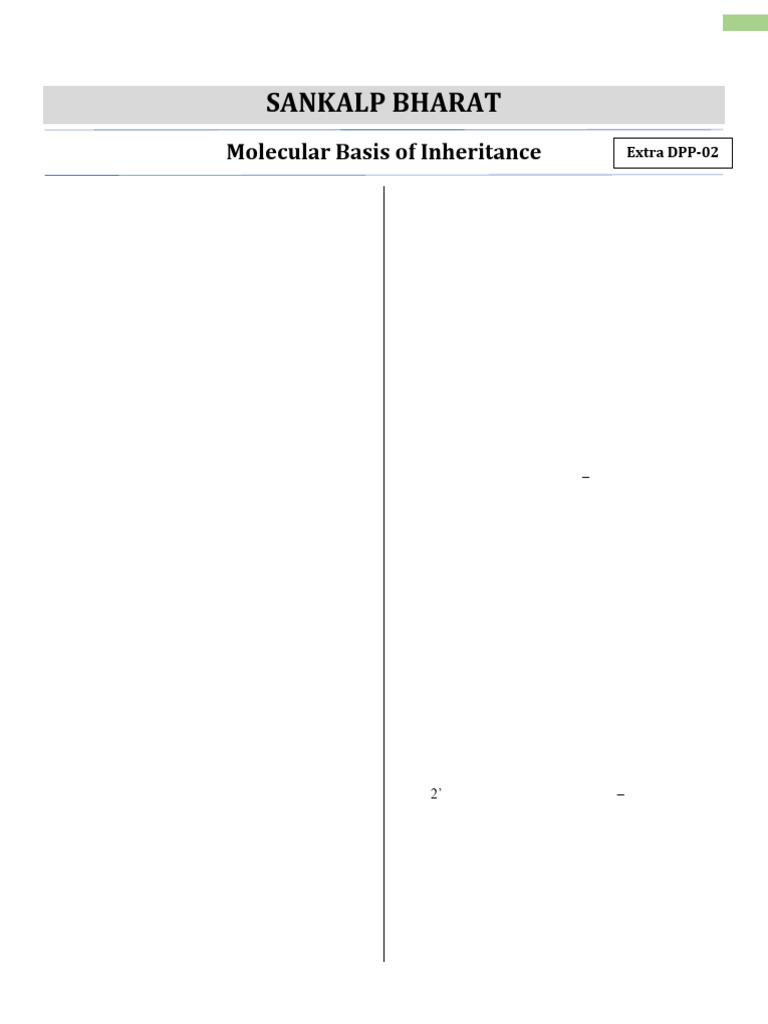 (DOPA-2) Molecular Basis of Inheritance | PDF | Dna Replication | Dna