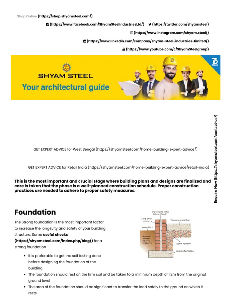 Complete Home Building Tips for your Dream Home _ Shyam Steel | PDF | Concrete | Reinforced Concrete