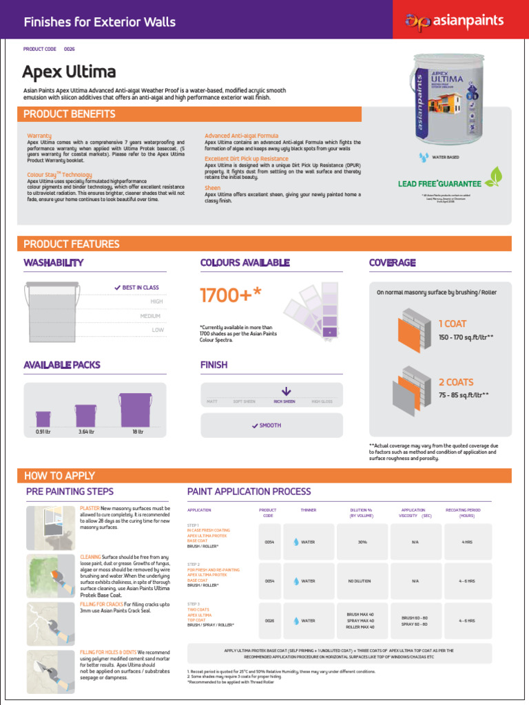 Apex Ultima: Exterior Wall Finishes | PDF | Paint | Acrylic Paint