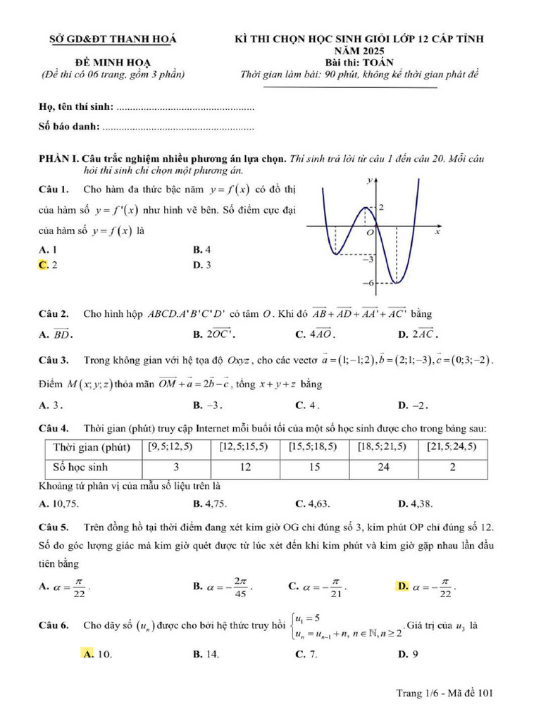 De Minh Hoa Thi Hoc Sinh Gioi Toan 12 Cap Tinh Nam 2025 So GDDT Thanh Hoa | PDF