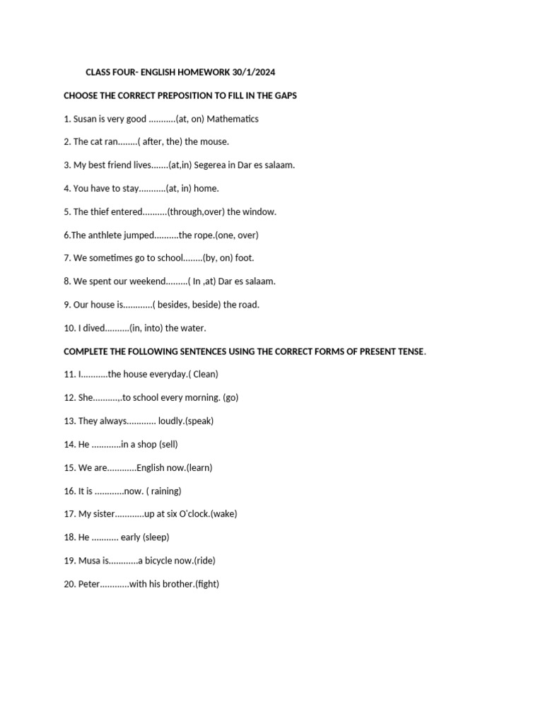 English Homework | PDF