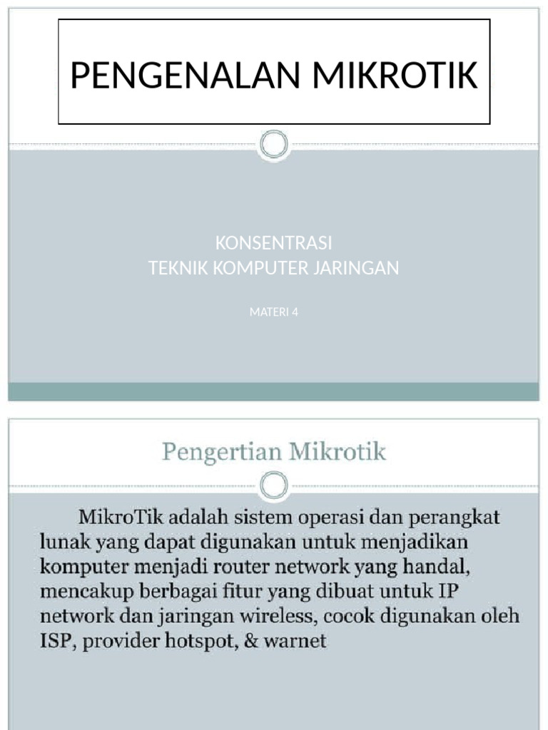 Materi 4 Kons. TKJ - Pengenalan Mikrotik | PDF