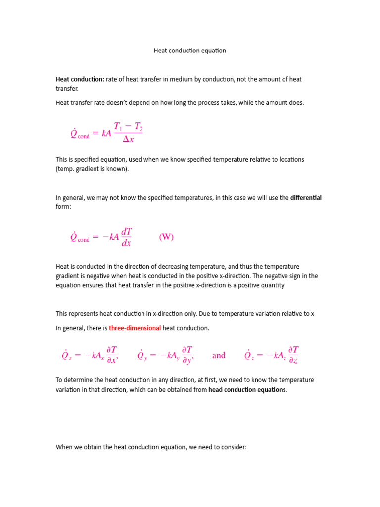 Heat Conduction Equation | PDF | Thermal Conduction | Heat
