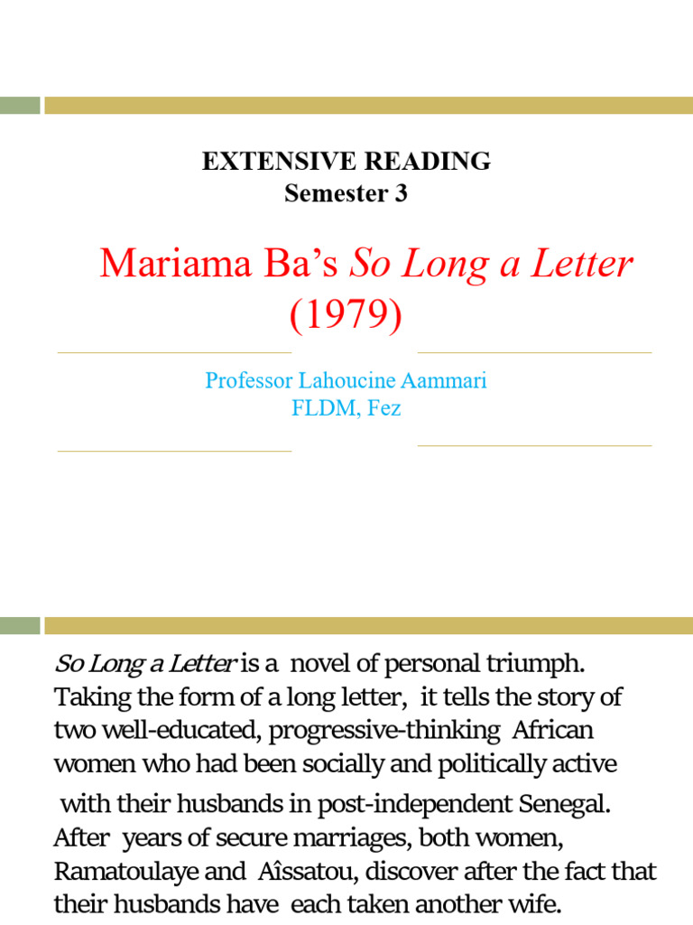 Ramatoulaye's Journey in So Long a Letter | PDF