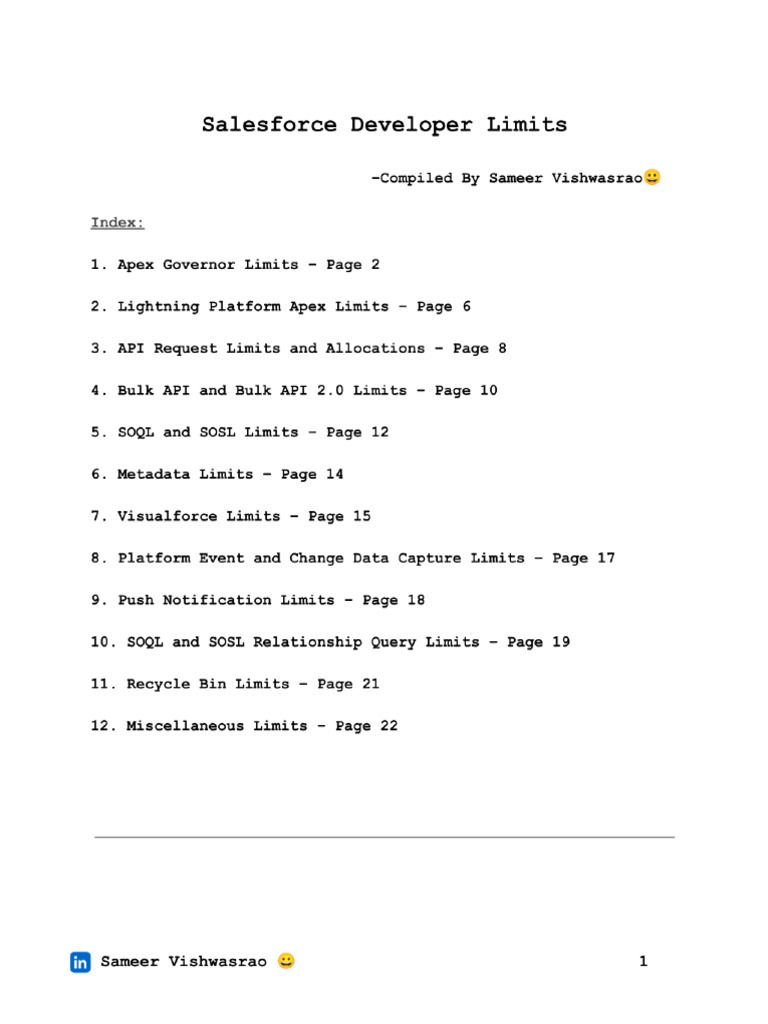 SFDC Limits | PDF