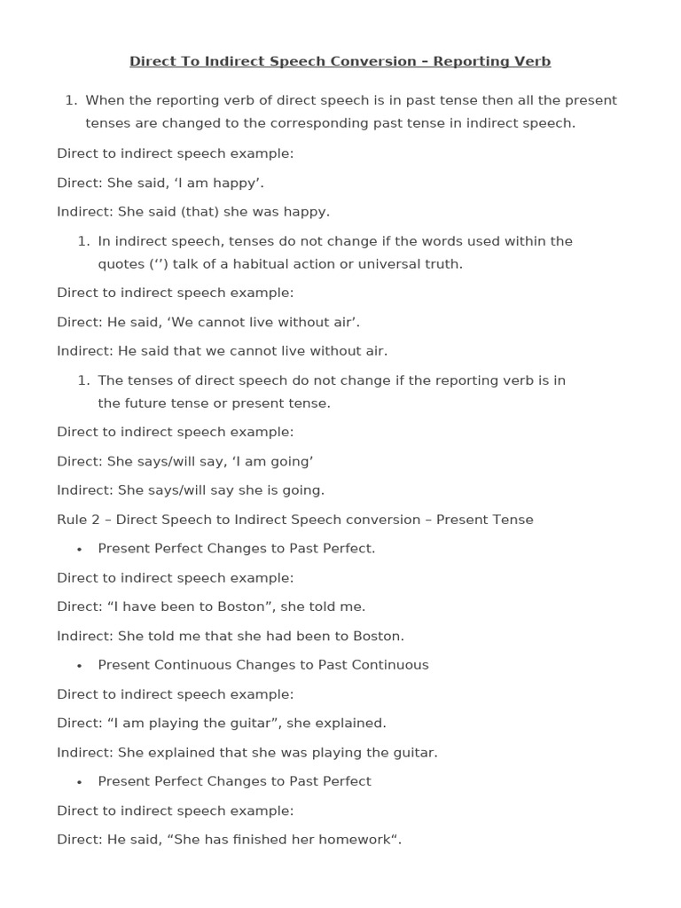 DIRECT & INDIRECT SPEECH | PDF | Grammatical Tense | Semantic Units