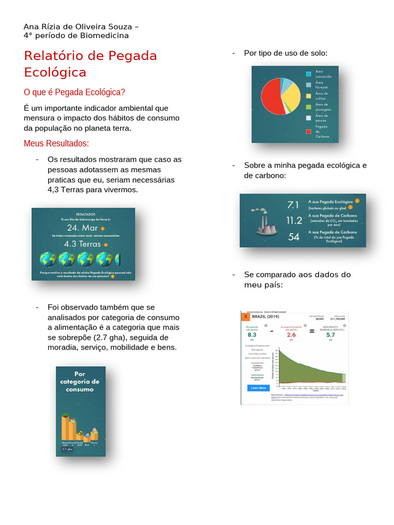 Relatório de Pegada Ecológica | PDF | Ciências e Matemática