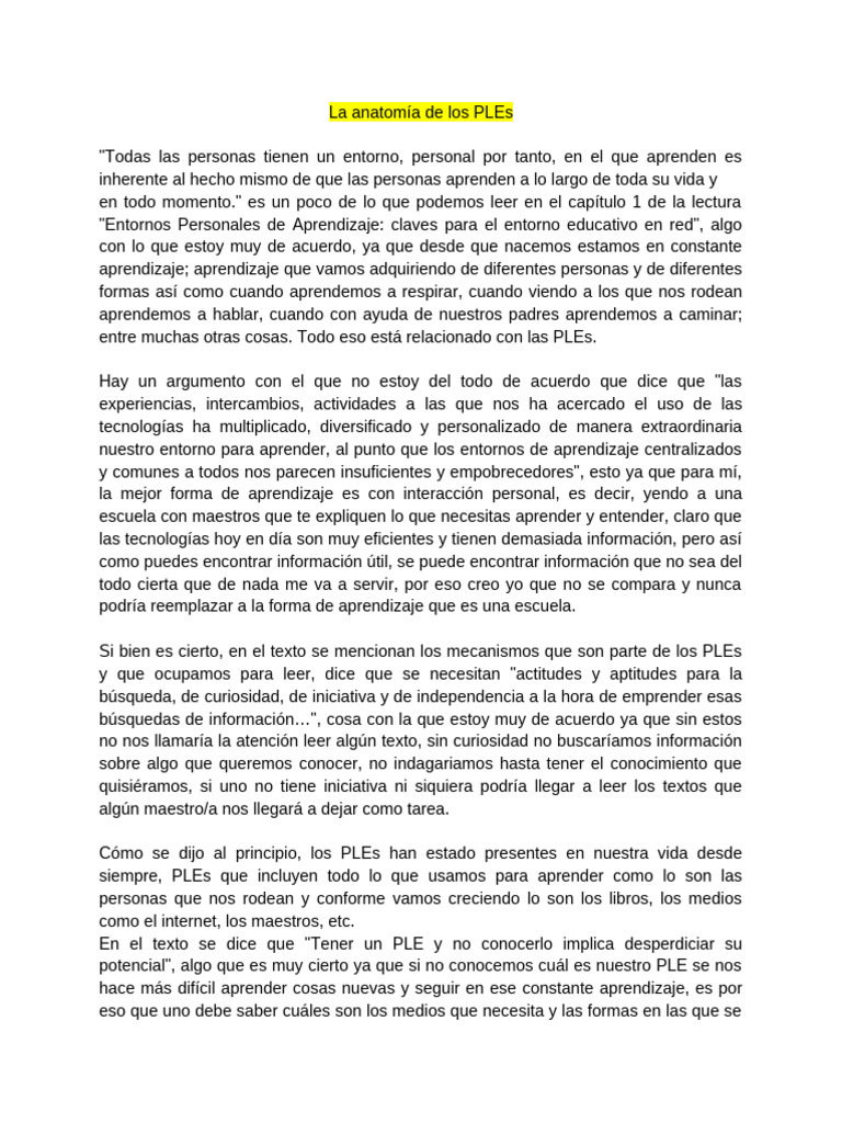 La Anatomía de Los PLEs | PDF | Aprendizaje | Información