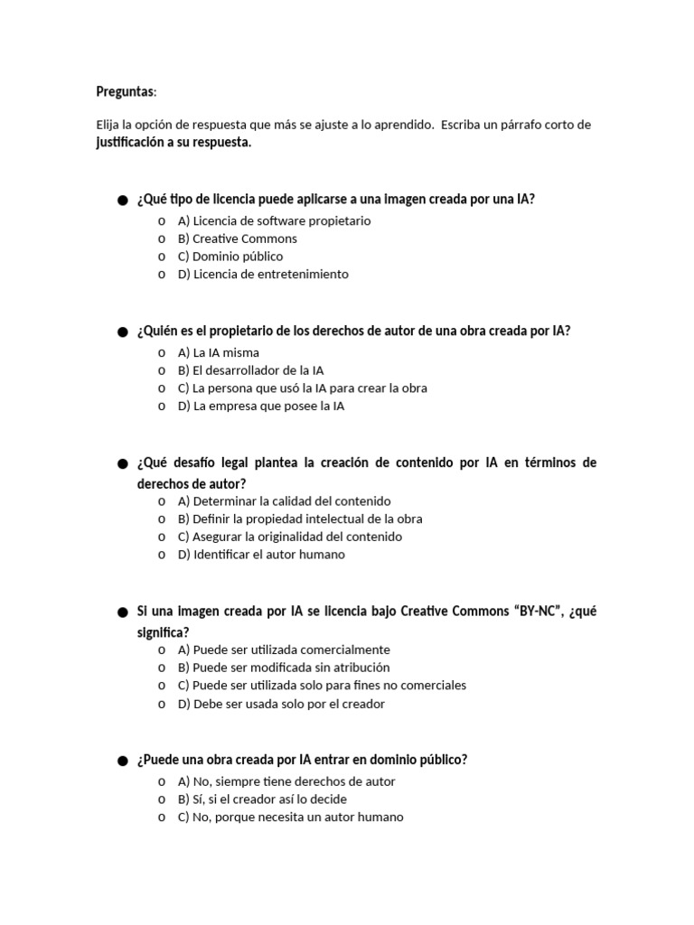 Práctica 8 Preguntas | PDF | Licencia Creative Commons | Inteligencia ...