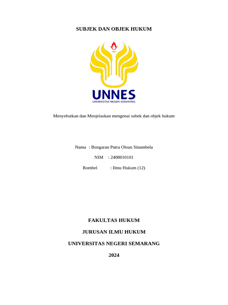 Subjek Dan Objek Hukum | PDF | Hukum