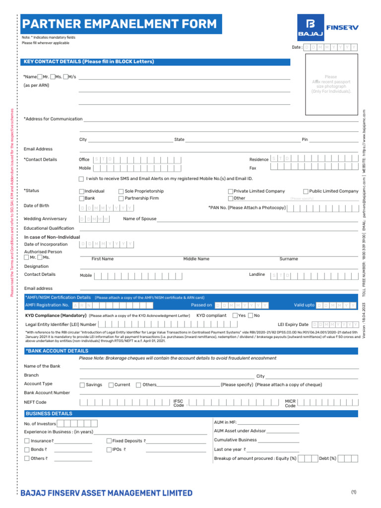 Partner Empanelment Form 3 Pager | PDF | Indemnity | Banks
